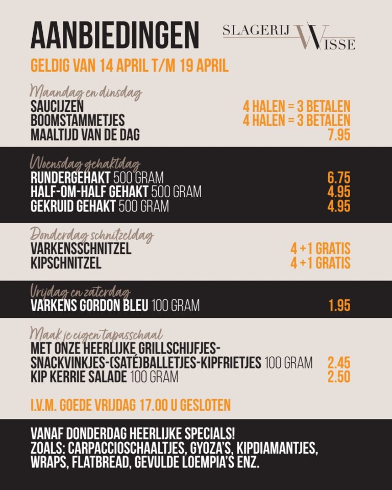 Aanbiedingen - Slagerij Wisse